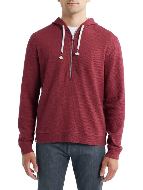 Johnnie-o Zoeller Textured Half-zip Hoodie - Malibu Red