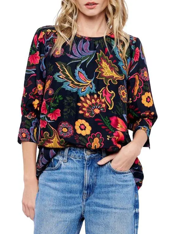 CIEBON Jasmine Floral Print Woven Shirt - Black Multi