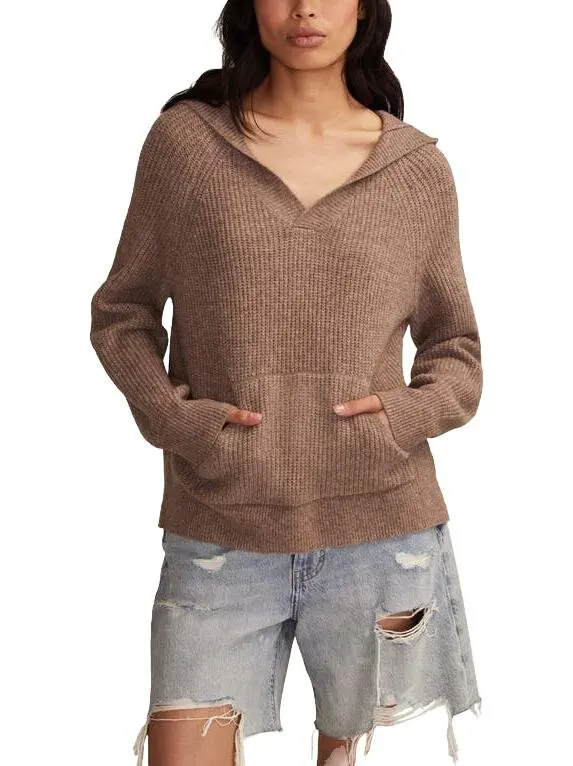 Lucky Brand V-neck Sweater Hoodie - Falcon Heather
