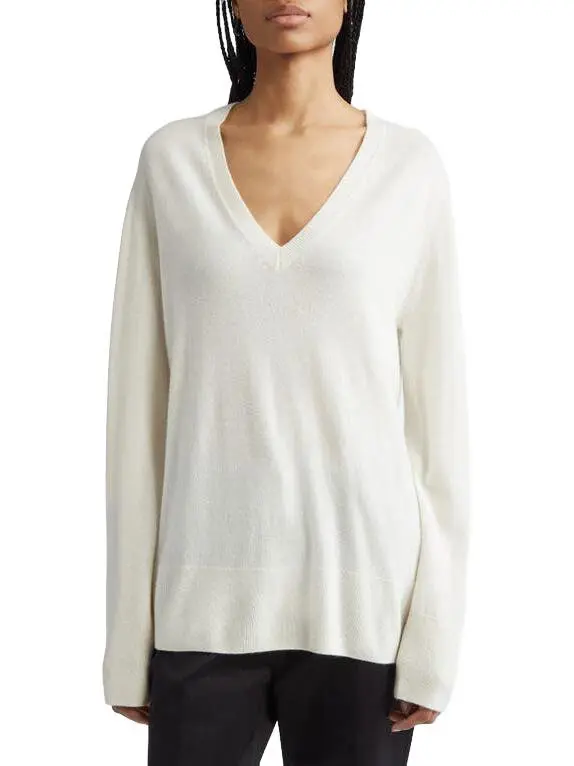 TOTEME Cashmere V-neck Sweater - Ecru