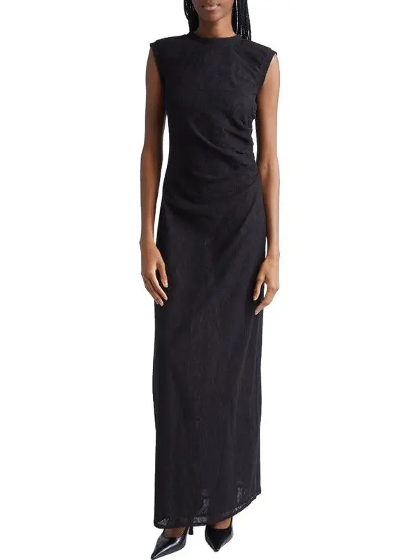 Stella McCartney Crewneck Sleeveless Lace Maxi Dress - Black