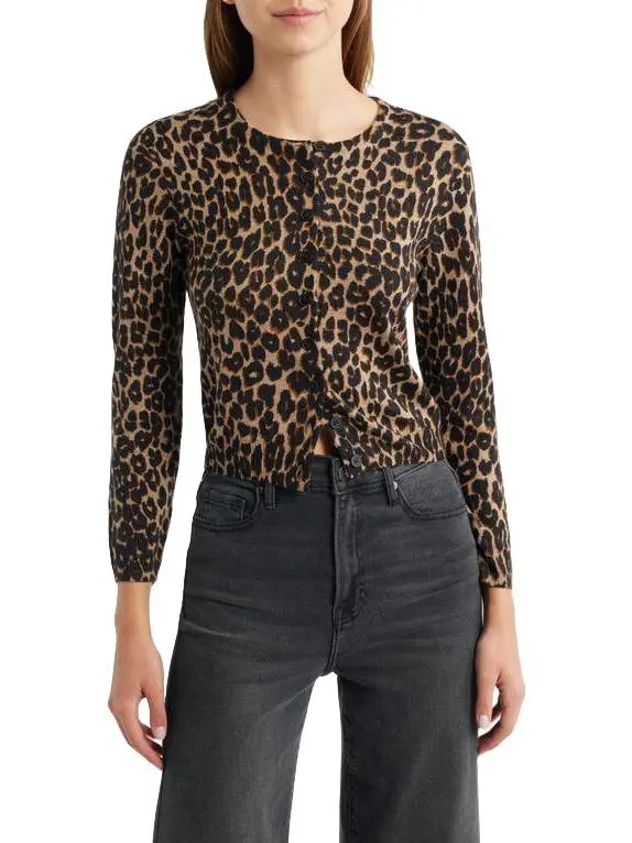 REFORMATION Bernadette Print Merino Wool Cardigan - Leopard
