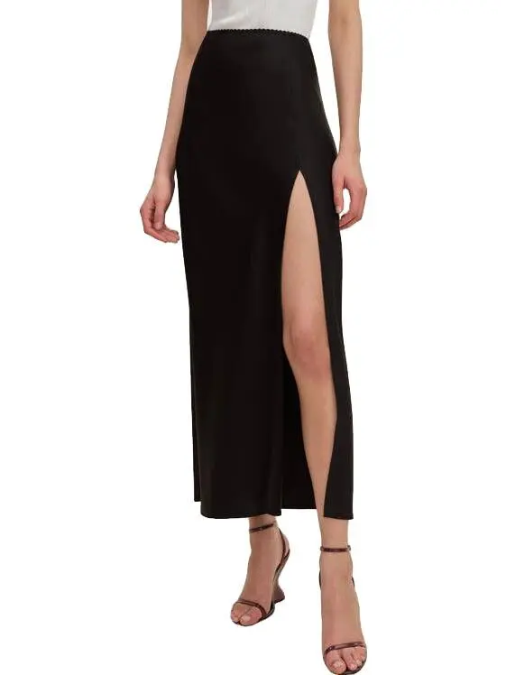 REFORMATION Layla Satin Maxi Skirt - Black