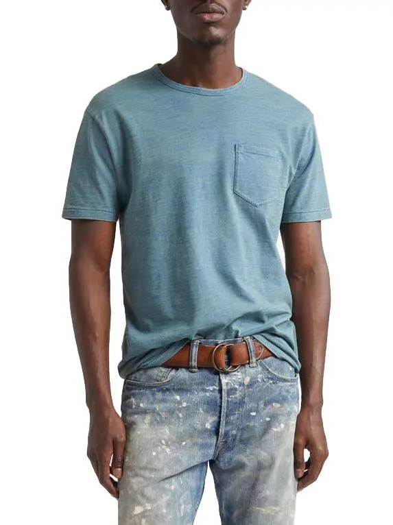 Double Rl Indigo Jersey Pocket T-shirt - Washed Blue Indigo