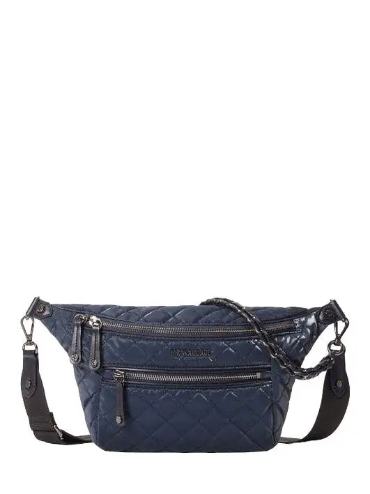 Mz Wallace Crosby Quilted Nylon Convertible Sling Bag - Ink Liquid