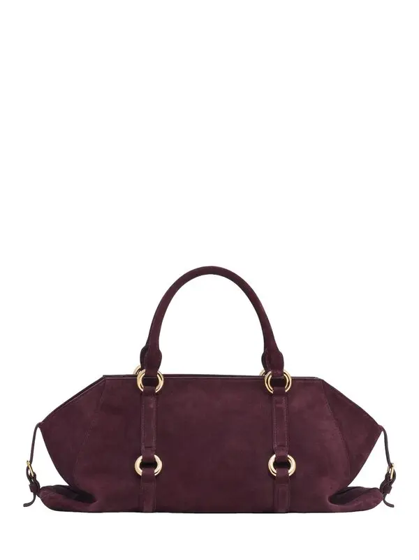 Alexander McQueen Medium Farringdon Leather Satchel - Oxblood/gold