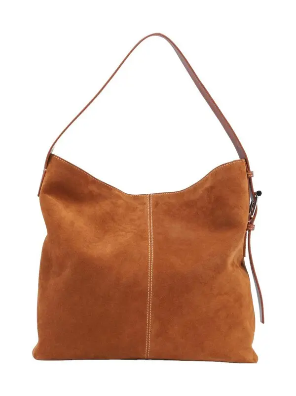Alexander McQueen T-bar Suede Shoulder Bag - Tan/silver