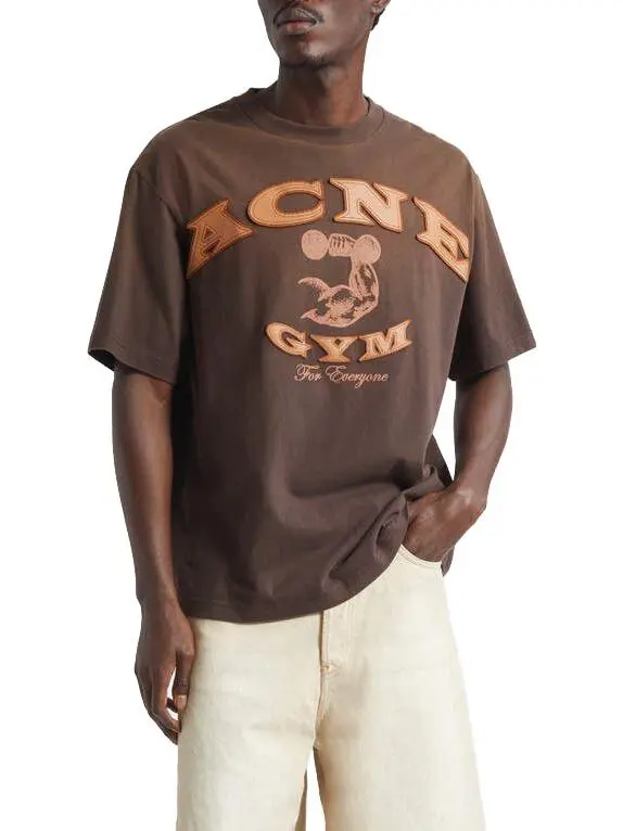 Acne Studios Gym Bro Logo Organic Cotton T-shirt - Dark Brown