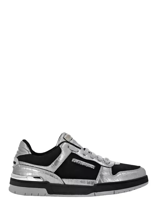 PLEIN SPORT Crocodile-effect Panel Sneakers - Black