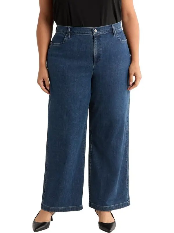 Eileen Fisher Wide-leg Jeans - Medium Indigo