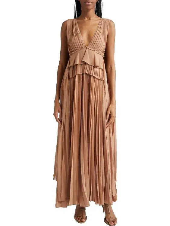Zimmermann Memento Pleated Gown - Biscuit