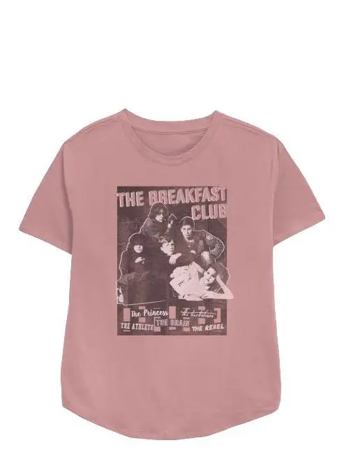 THE BREAKFAST CLUB Distressed Poster Graphic Relaxed Fit T-shirt - Mauve