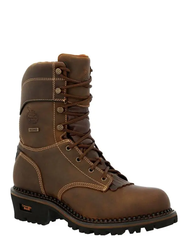 GEORGIA BOOT Amp Lt Logger Composite Toe Insulated Waterproof Work Boots - Brown