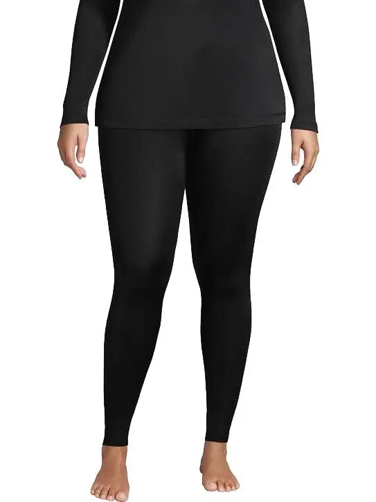 LANDS' END Silk Interlock Long Underwear Leggings Pants - Black