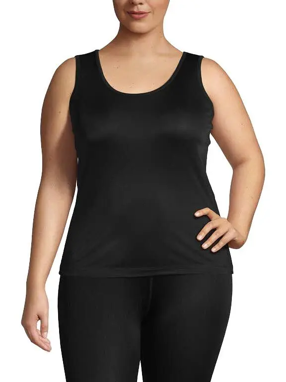 LANDS' END Silk Interlock Thermal Tank Top Base Layer - Black