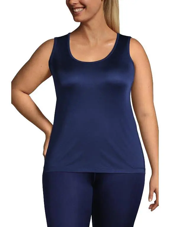 LANDS' END Silk Interlock Thermal Tank Top Base Layer - Deep Sea Navy