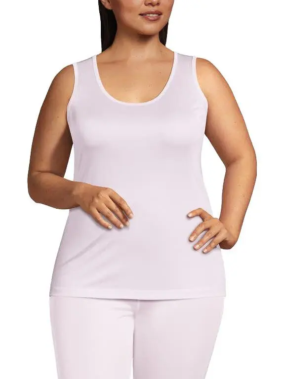 LANDS' END Silk Interlock Thermal Tank Top Base Layer - Pink Frost