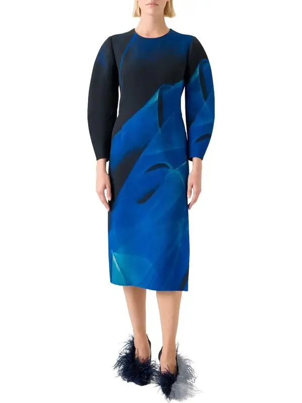 Akris Wool & Silk Shift Dress - Navy-royal