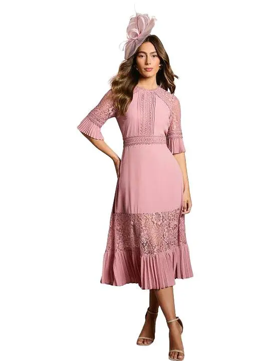 Coast Lace Insert Midi Dress - Antique Rose