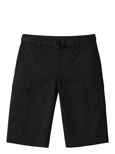 BENBEN Cargo Shorts With Adjustable Belted Waist - Black