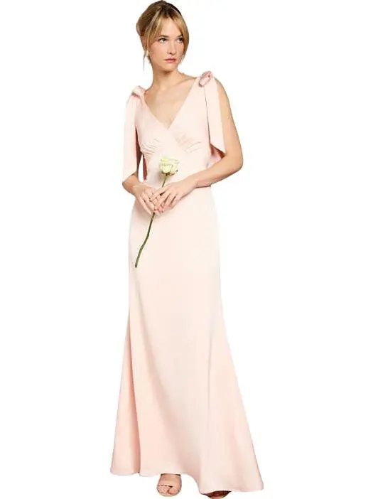 Coast Satin Tie-shoulder Maxi Dress - Blush