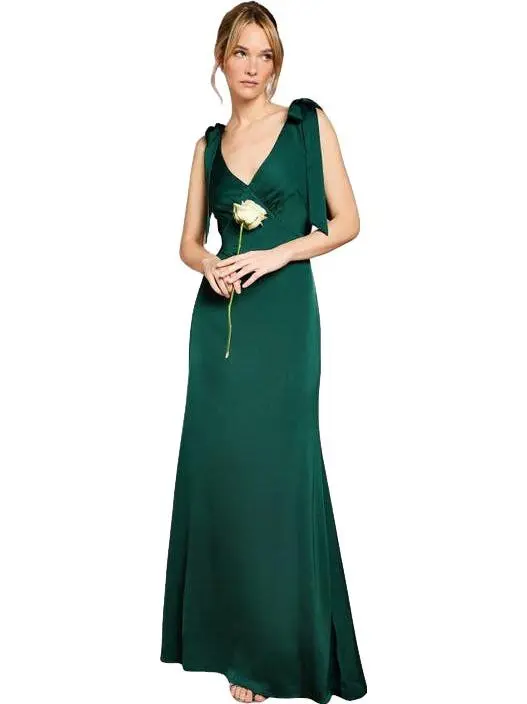 Coast Satin Tie-shoulder Maxi Dress - Emerald