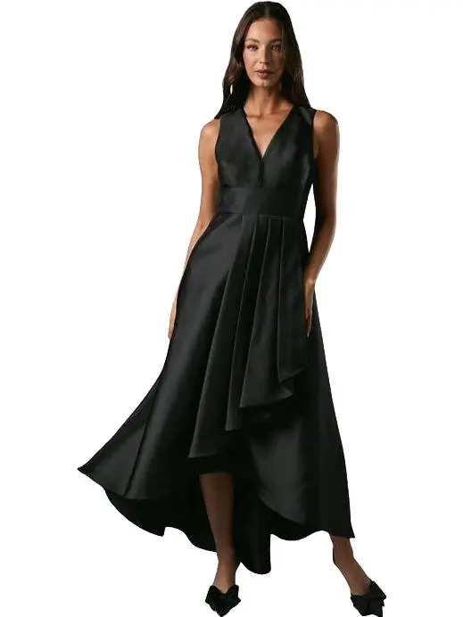 Coast Petite Plunge Waterfall Maxi Dress - Black