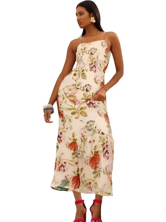 Coast Muse Strappy Floral Sequin Maxi Dress - Nude