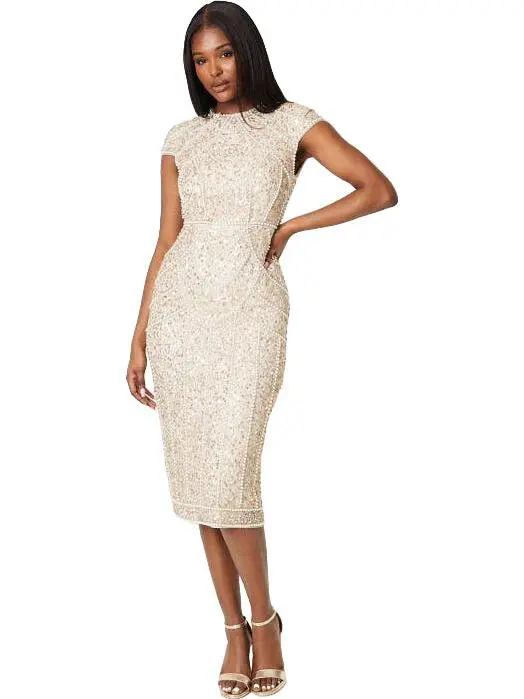 Coast Embellished Pencil Dress - Champagne