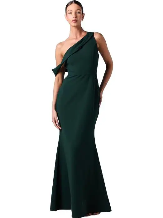 Coast Scuba Crepe Black Tie Gown - Emerald