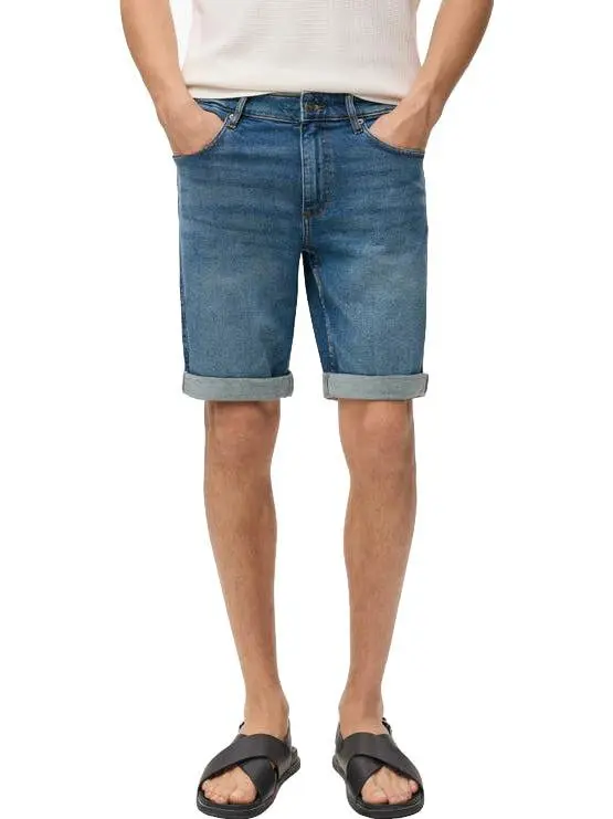Mango Slim-fit Denim Bermuda Shorts - Dark Blue