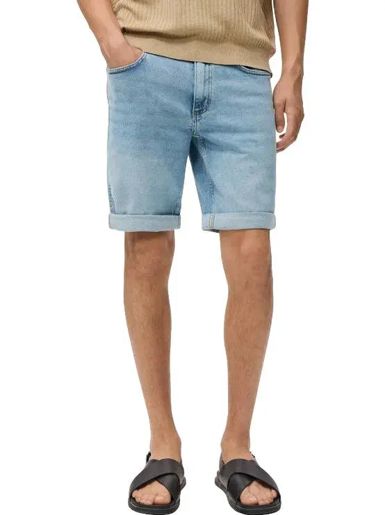 Mango Slim-fit Denim Bermuda Shorts - Medium Blue