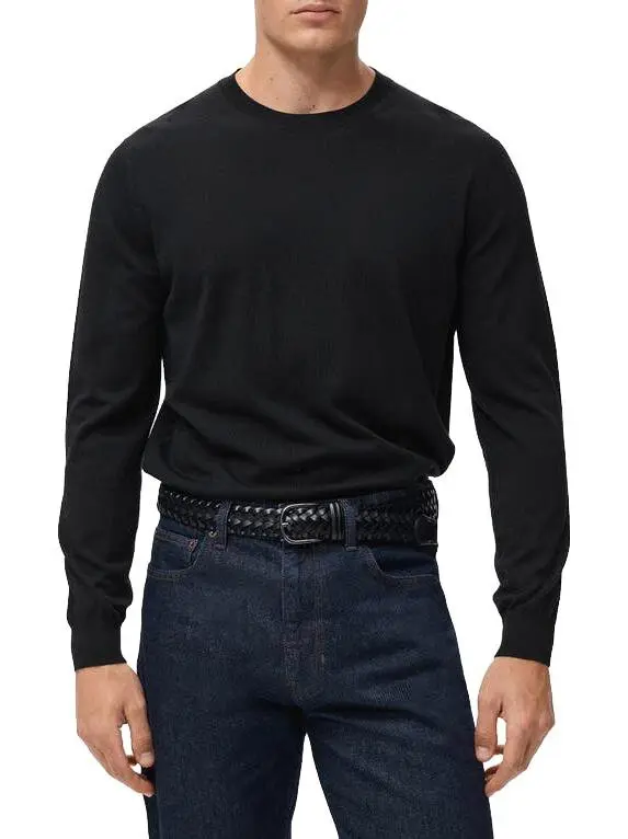 Mango Crewneck Wool Sweater - Black
