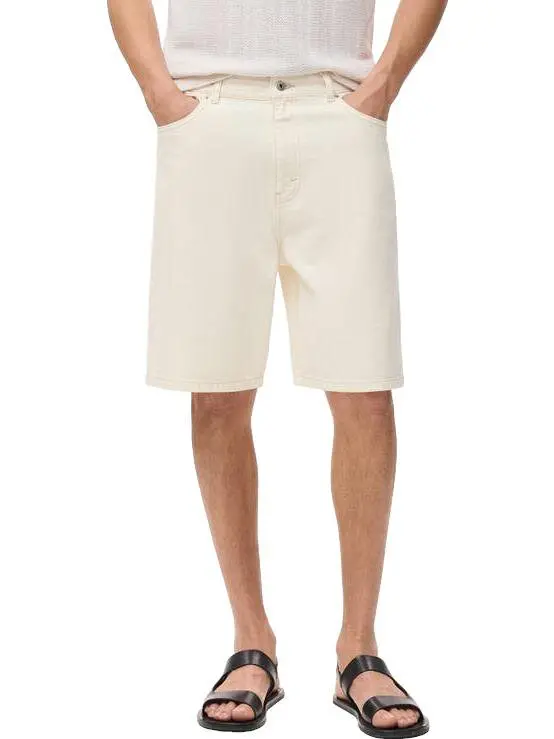 Mango Relaxed Fit Denim Bermuda Shorts - Off White