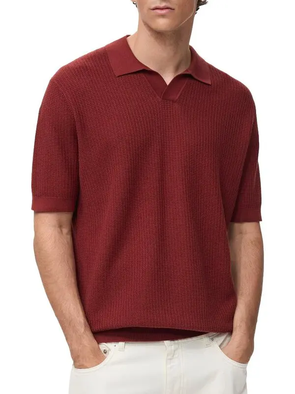 Mango Rib Johnny Collar Polo - Cherry