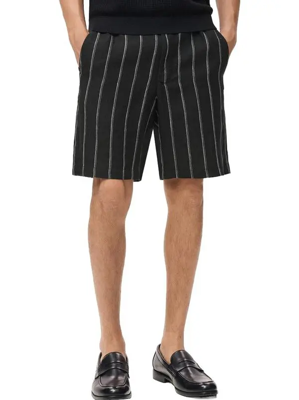 Mango Stripe Linen Bermuda Shorts - Charcoal