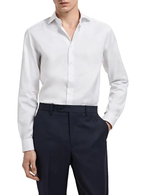Mango Slim Fit Cotton Button-up Shirt - White