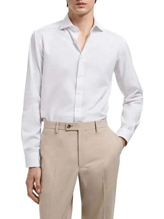 Mango Slim Fit Cotton Poplin Button-up Shirt - White