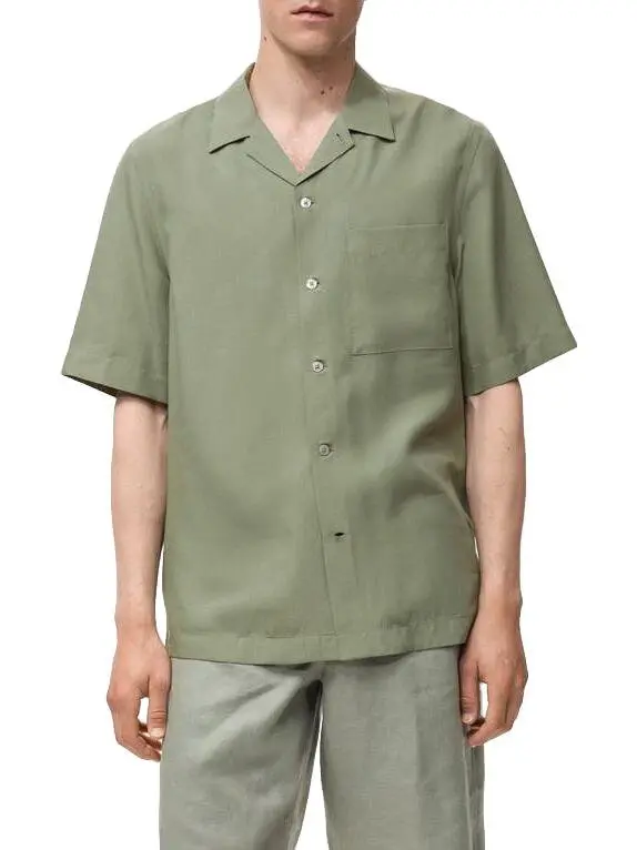 Mango Regular Fit Short Sleeve Tencel™ Lyocell Button-up Shirt - Mint Green