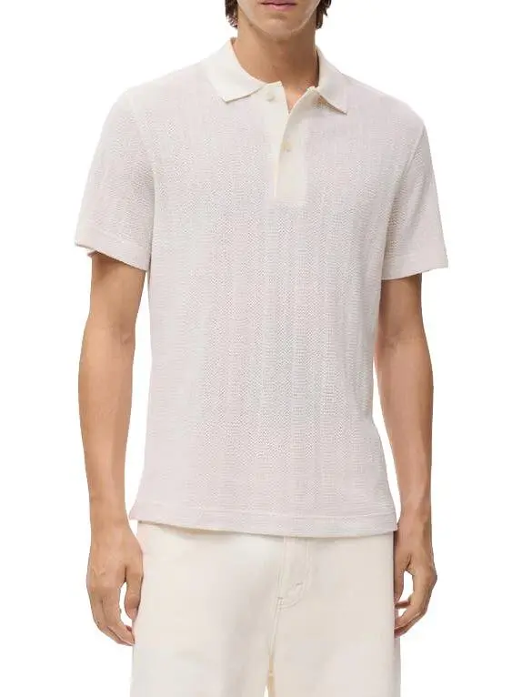 Mango Regular Fit Openwork Polo - Off White