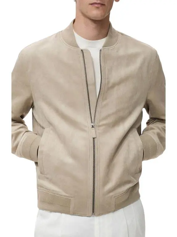 Mango Faux Suede Bomber Jacket - Grey
