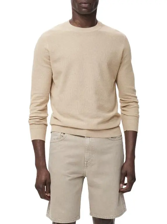 Mango Crewneck Piqué Sweater - Beige