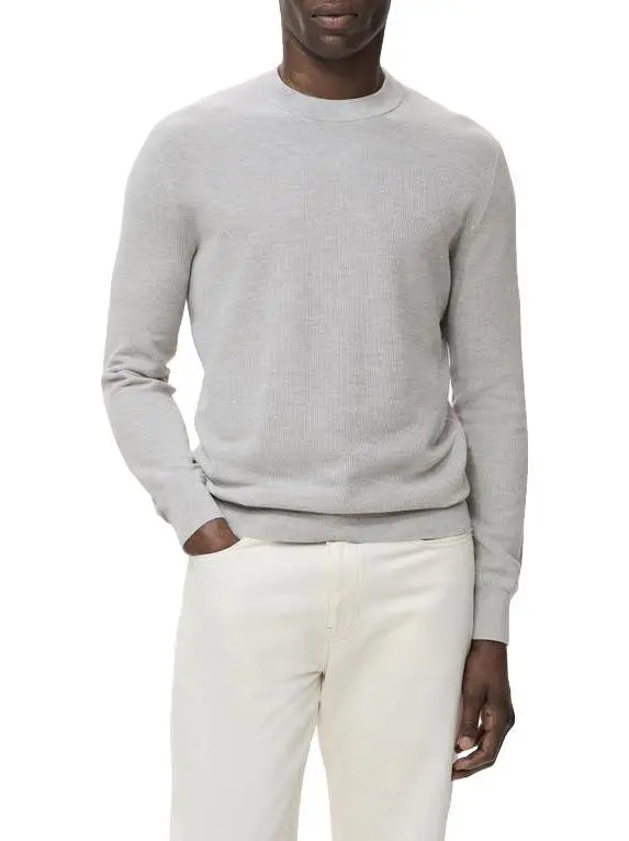 Mango Crewneck Piqué Sweater - Medium Heather Grey