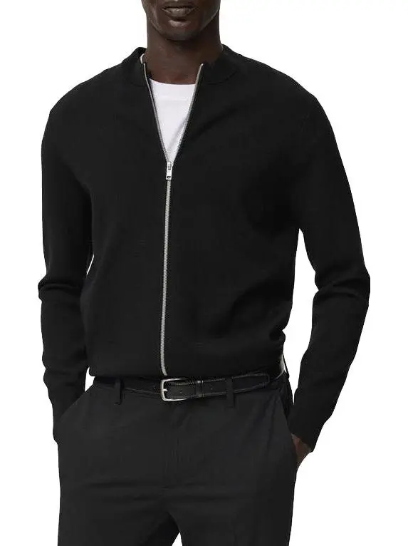 Mango Crewneck Zip Cardigan - Black