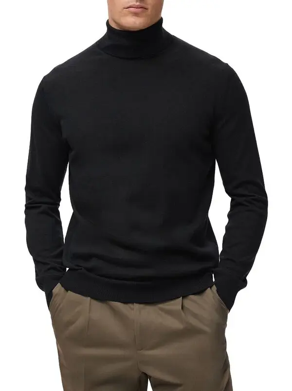 Mango Wool Turtleneck Sweater - Black