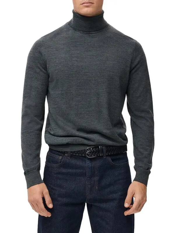 Mango Wool Turtleneck Sweater - Medium Heather Grey