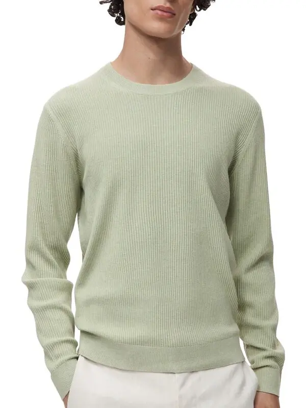 Mango Regular Fit Crewneck Ribbed Sweater - Green Apple