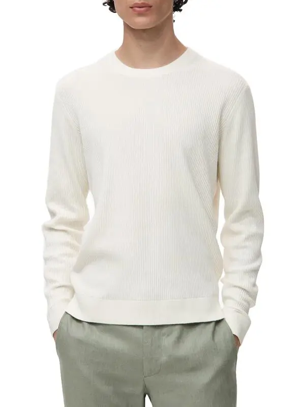 Mango Regular Fit Crewneck Ribbed Sweater - Off White