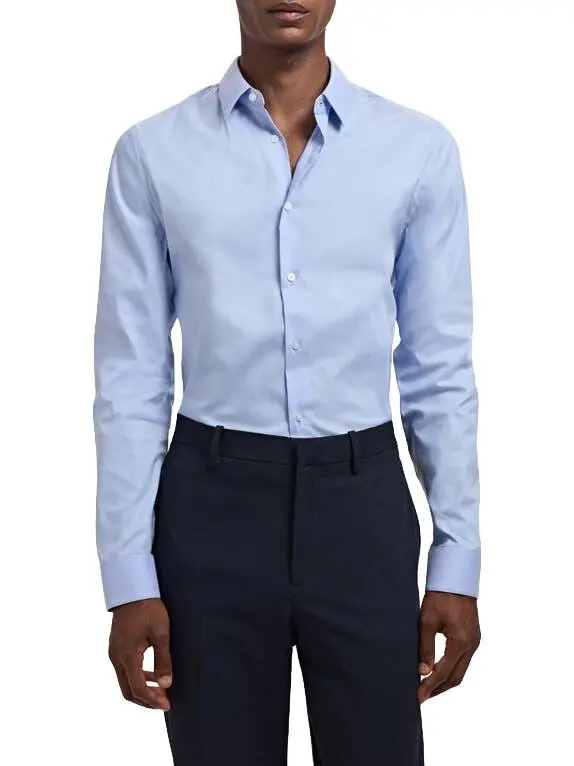 Mango Slim Fit Cotton Button-up Shirt - Sky Blue