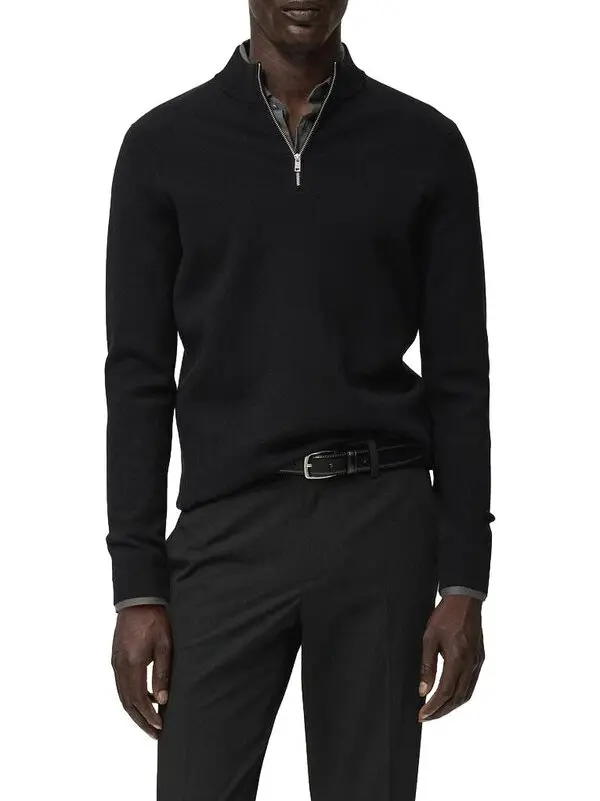 Mango Quarter Zip Sweater - Black